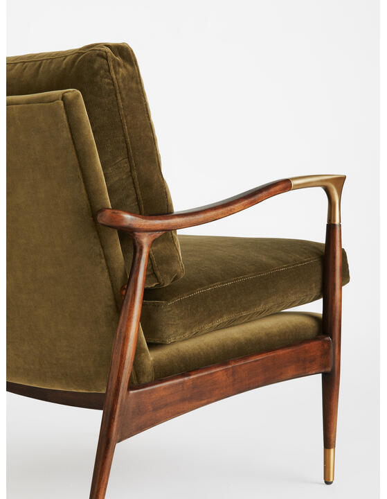 Theodore Armchair, Velvet, Olive - Soho Home