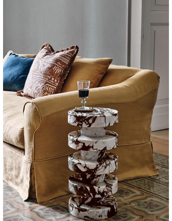 Nelson Side Table, Calacatta Viola Marble, Tall - Soho Home