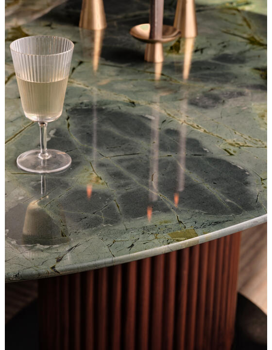Murcell Oval Dining Table, Brazilian Green Marble, Prominent - Soho Home