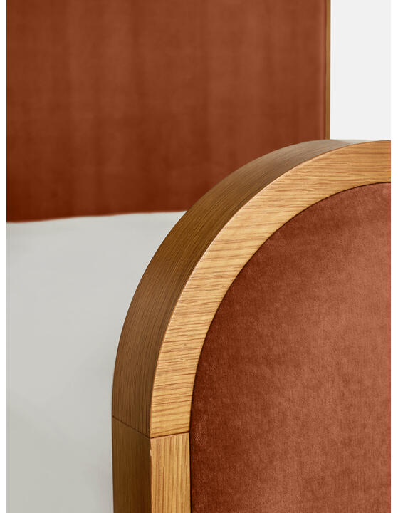 Lawrence Bed, Queen, Velvet, Rust, US - Soho Home