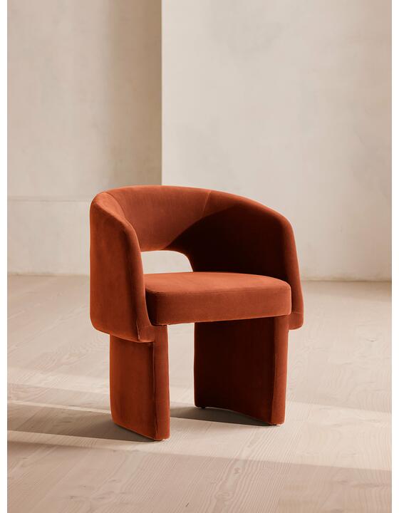 Morrell Dining Chair, Velvet, Rust, US - Soho Home