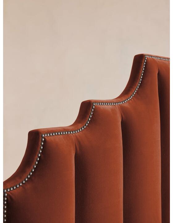 Gerrard Bed, Queen, Velvet, Rust, US - Soho Home