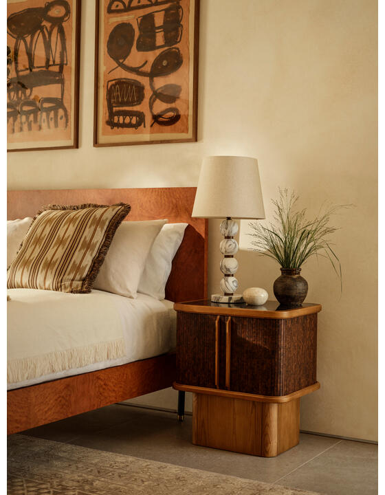 Micah Bedside Table, Walnut Burl - Soho Home