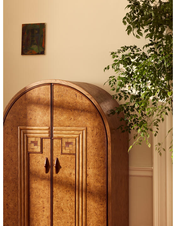 Benedict Bar Cabinet, Oak Burl - Soho Home