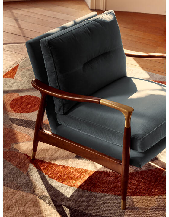 Theodore Armchair, Velvet, Grey Blue - Soho Home