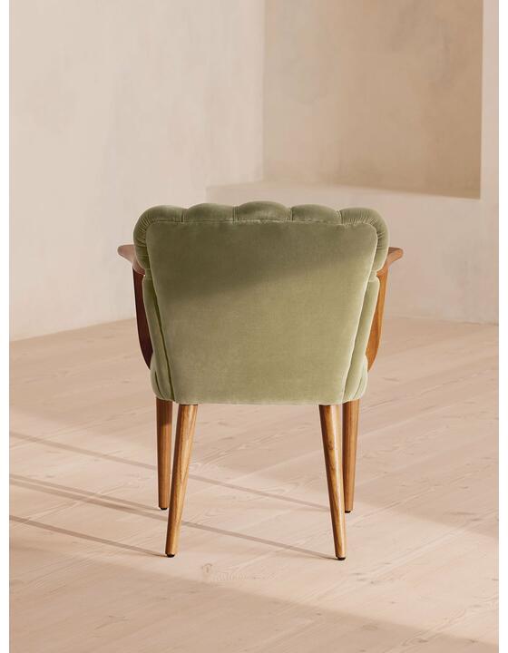 Mae Dining Chair, Velvet, Lichen, US - Soho Home