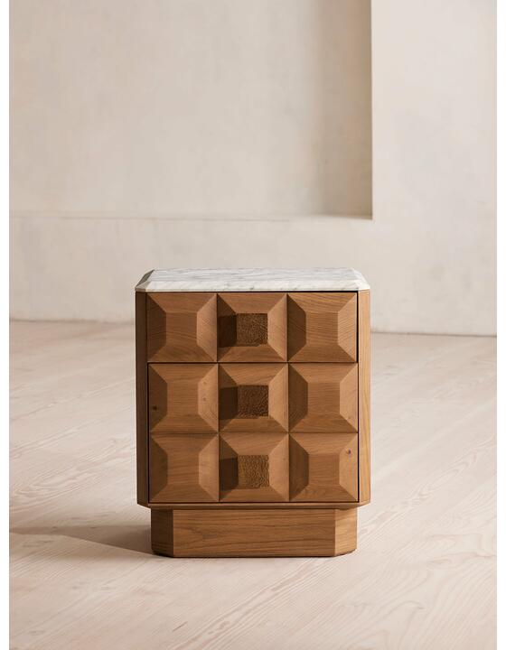 Marius Bedside Table, Small, Arabescato Corchia Marble - Soho Home
