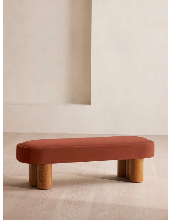 Nieve Bench, Velvet, Rust, US - Soho Home