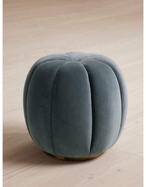 Sofia Footstool, Velvet, Grey Blue - Soho Home