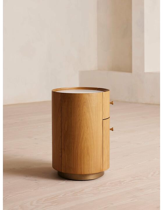 Andrea Bedside Table, Carrara Marble - Soho Home