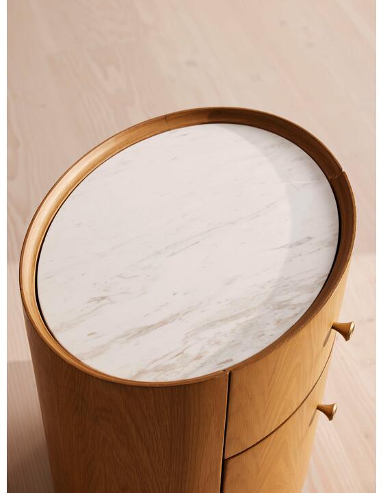 Andrea Bedside Table, Carrara Marble - Soho Home