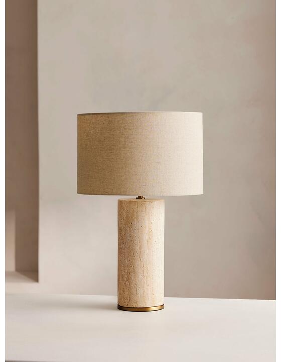 Remi Stone Table Lamp, Cream, US - Soho Home
