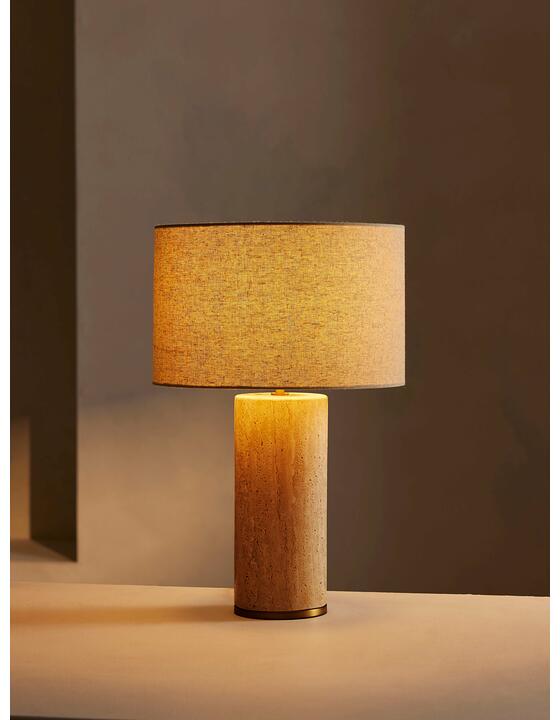 Remi Stone Table Lamp, Cream, US - Soho Home