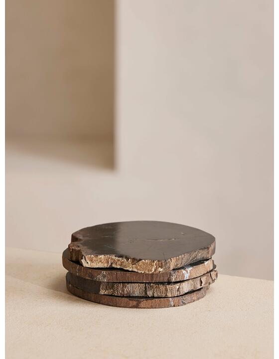 Balfern Petrified Wood Coasters, Black, Set of Four - Soho Home