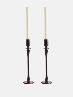 Set of 2 Hansen Candle Holders Patina Brass Large - Soho Home