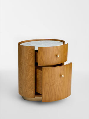 Andrea Bedside Table, Carrara Marble - Soho Home