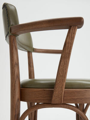 Hamilton Dining Chair, Ash & Leather, Green, US - Soho Home