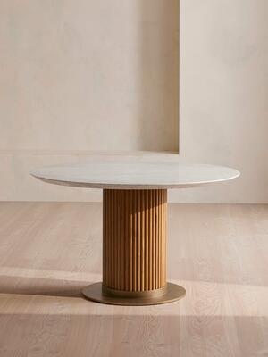 Murcell Round Dining Table, Carrara Marble - Soho Home