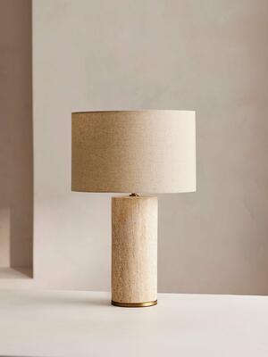 Remi Stone Table Lamp, Cream, US - Soho Home