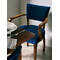 Molina Dining Chair with Arms, Mohair Indigo, Dark Wood, US - Soho Home