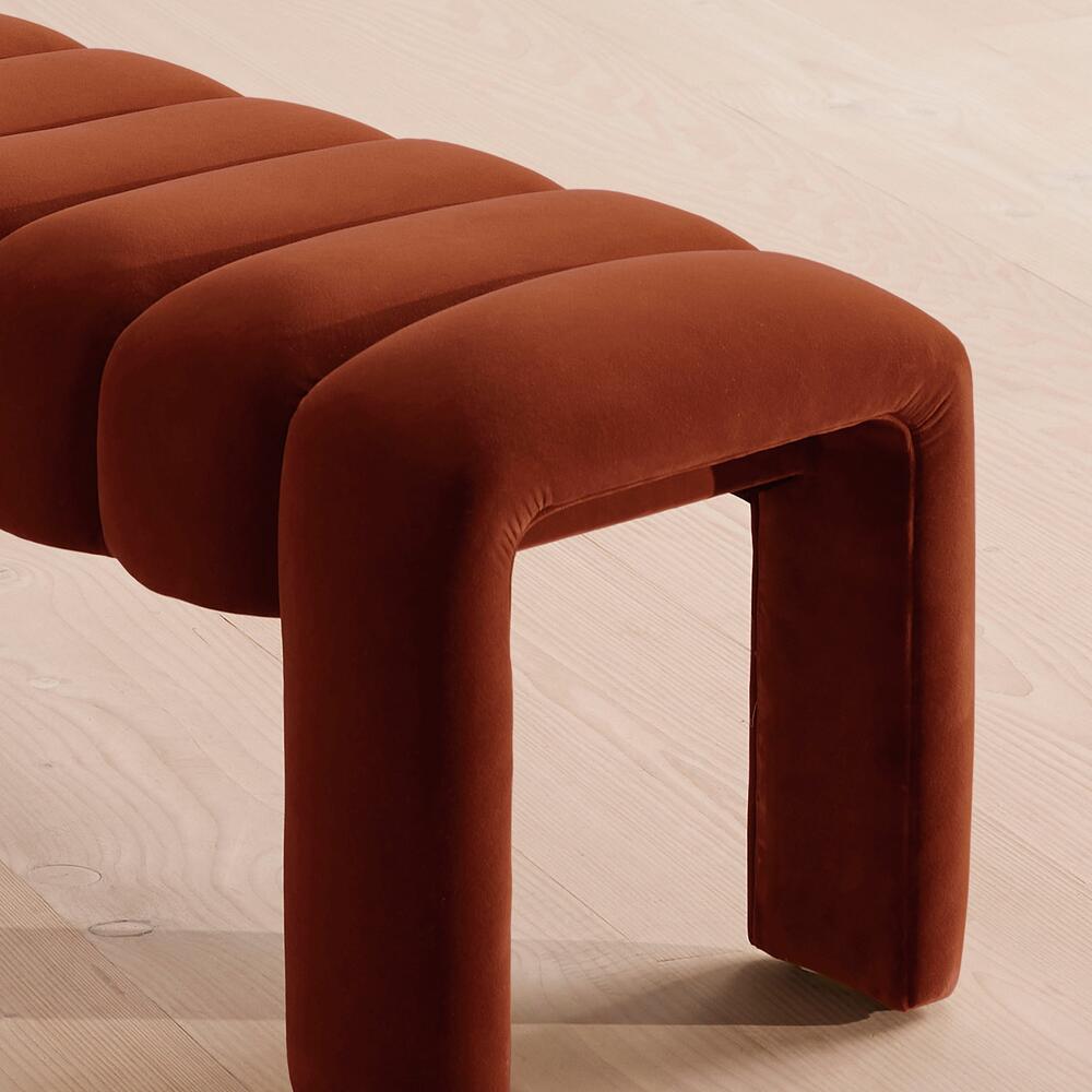 Willis Bench, Velvet, Rust - Soho Home