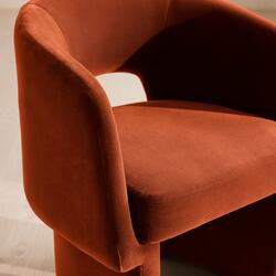 Morrell Dining Chair, Velvet, Rust, US - Soho Home